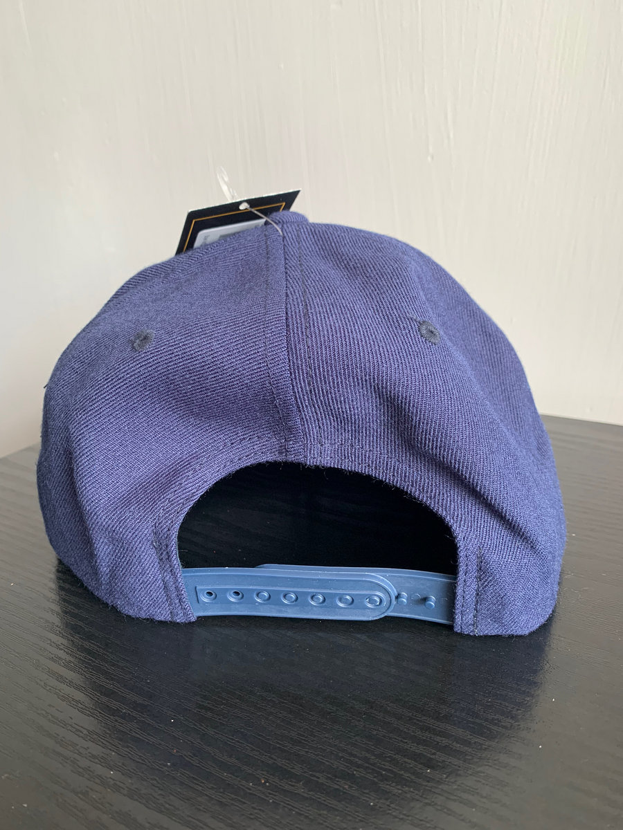 Snapback Cap - Navy Blue with Embroidered White Logo | Boss Keloid