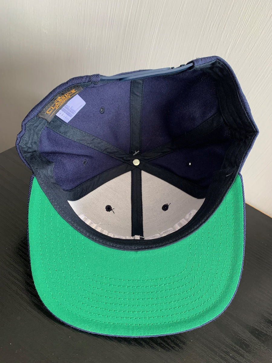 Snapback Cap - Navy Blue with Embroidered White Logo | Boss Keloid