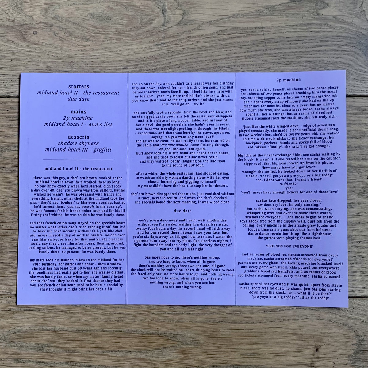 Short Stories + 'Menu' lyrics booklet | Francis Lung