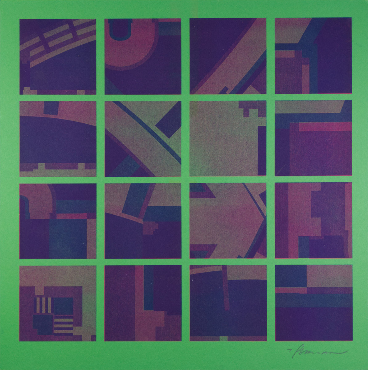 McManus Remixed (Blue + Pink on Green) – riso print | Tommy Perman