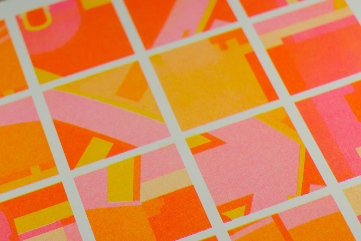 McManus Remixed (Pink + Yellow on White) – riso print | Tommy Perman