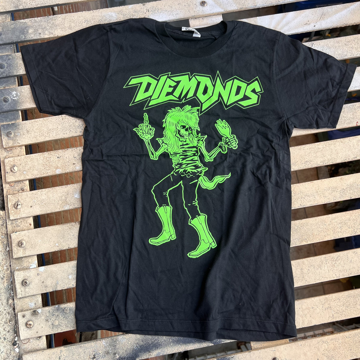 Dimey Classic B&W Diemonds T Shirt - Green Ink on Black | Diemonds