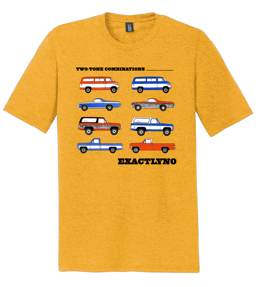 Yellow "Two-Tone Combinations" Tee Shirt | ExactlyNo