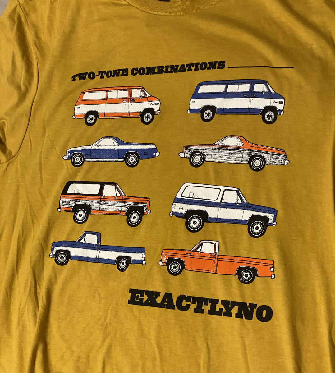 Yellow "Two-Tone Combinations" Tee Shirt | ExactlyNo