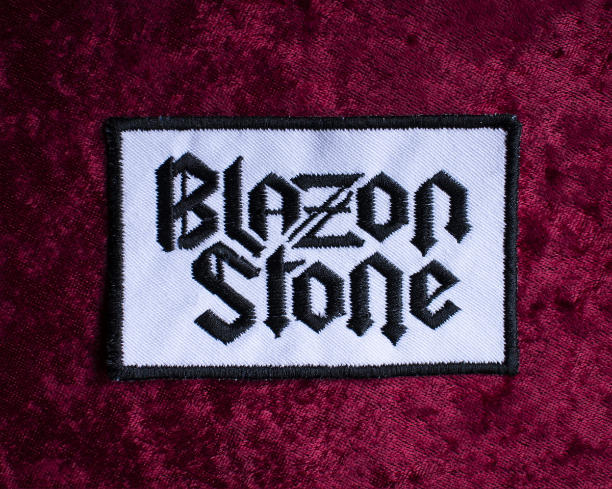 White + Black Embroidery Logo Patch (1 LEFT!) | Blazon Stone