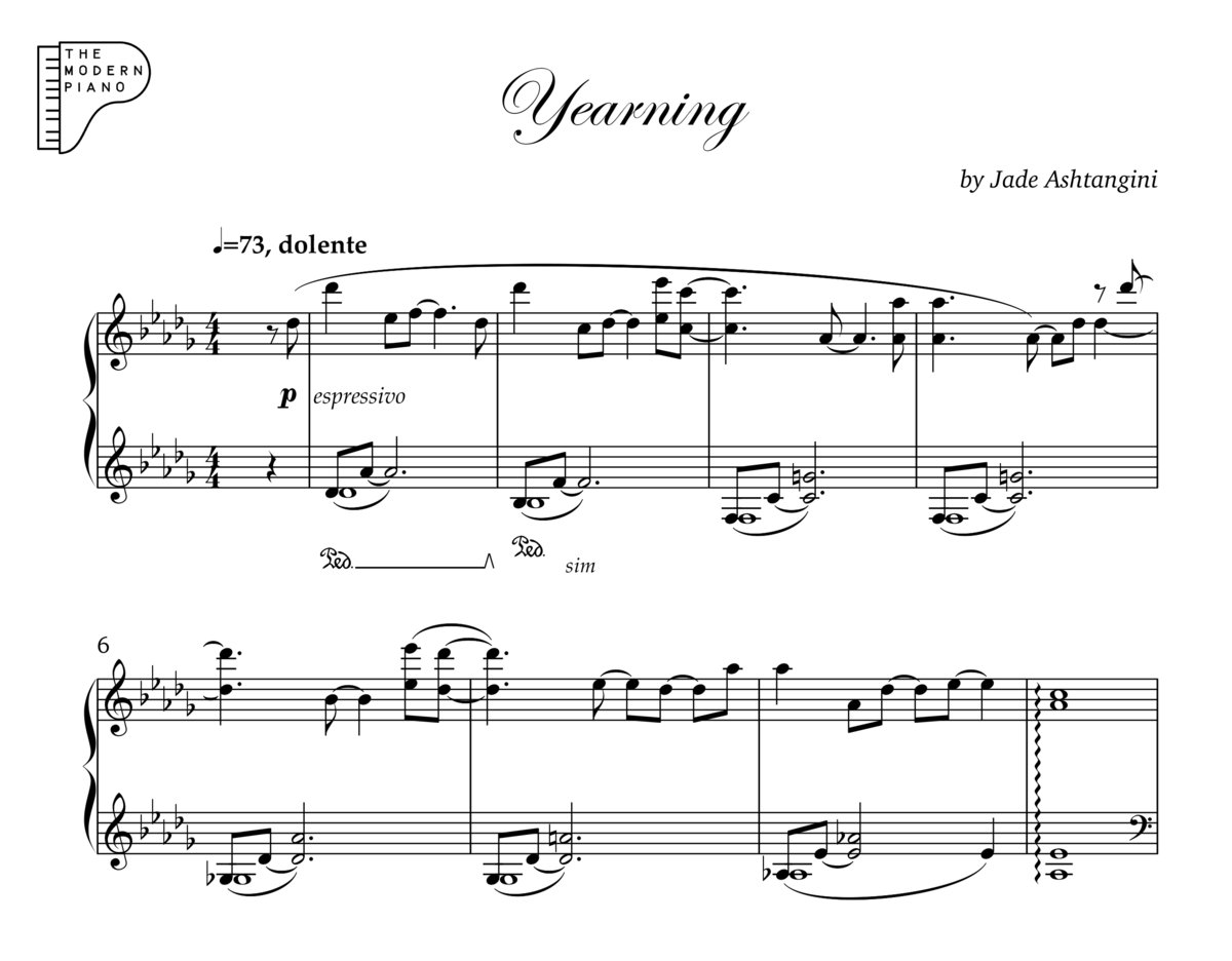 Sheet Music (Digital PDF) - Yearning | Jade Ashtangini
