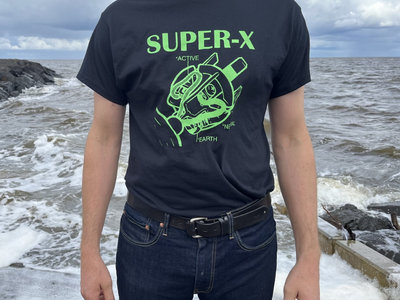 "GREEN SLIME" BLACK SUPER-X LOGO TEE | SUPER-X