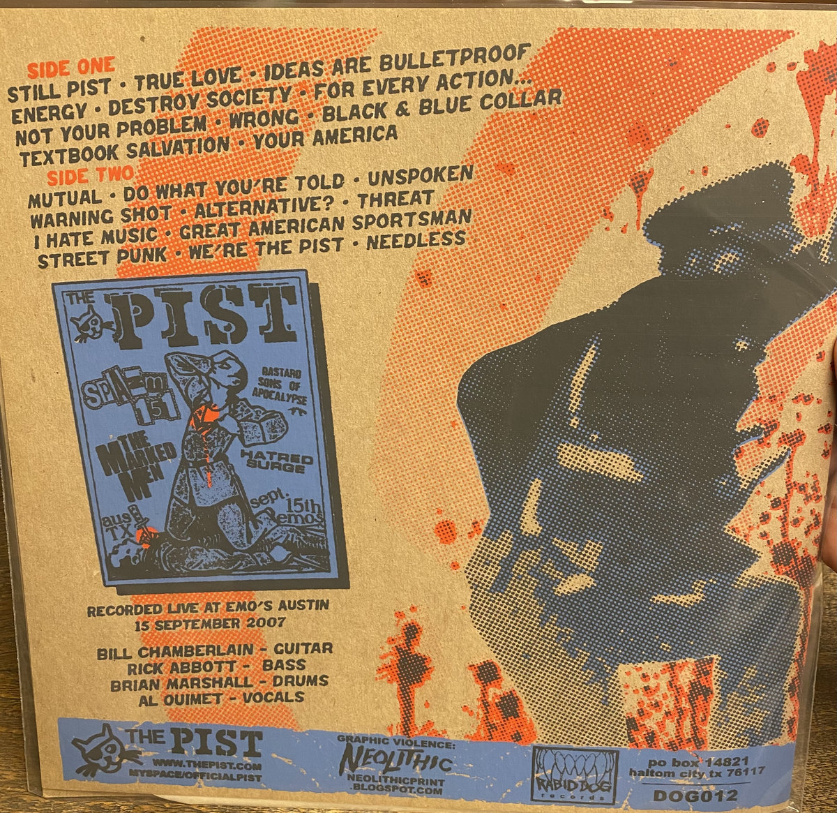 The Pist “live and still pist” lp | RFL RECORDS