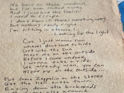 Handwritten custom lyric art sheet | Mandy Prater