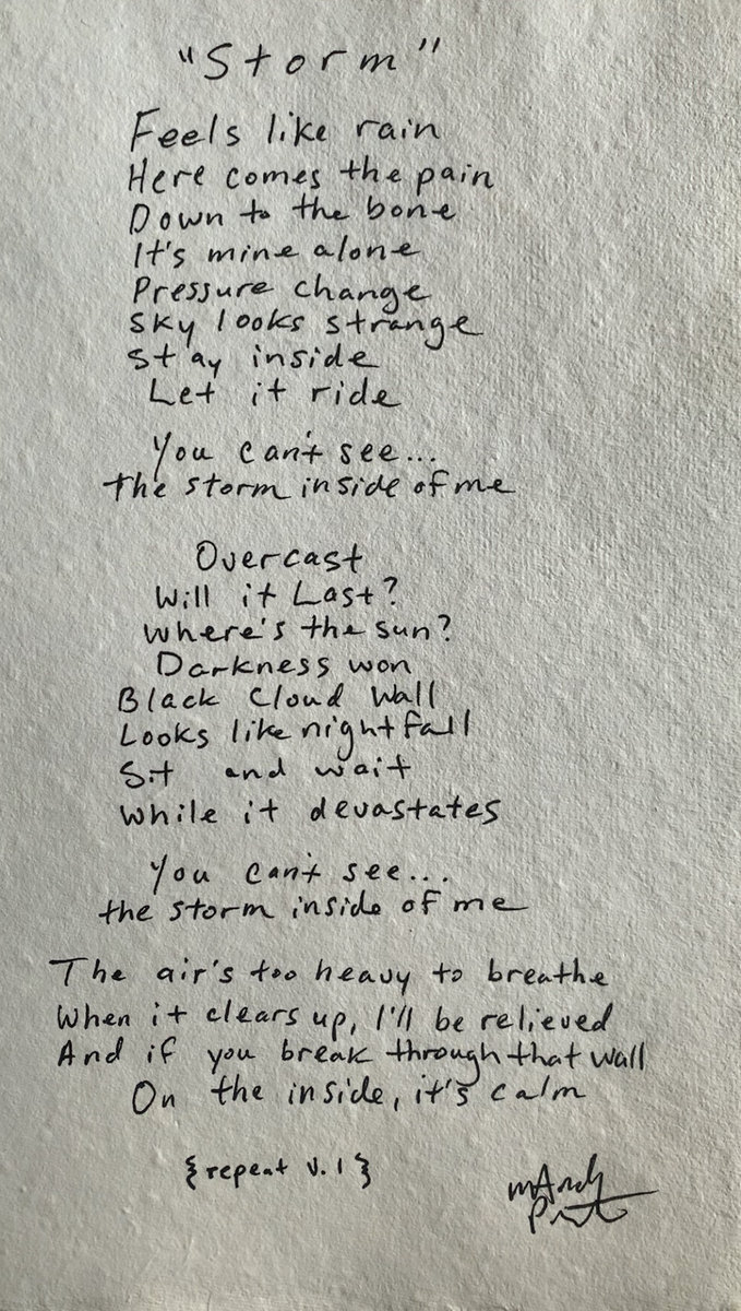 Handwritten custom lyric art sheet | Mandy Prater