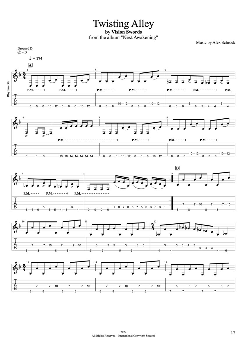 Tabs and Sheet Music | Vision Swords