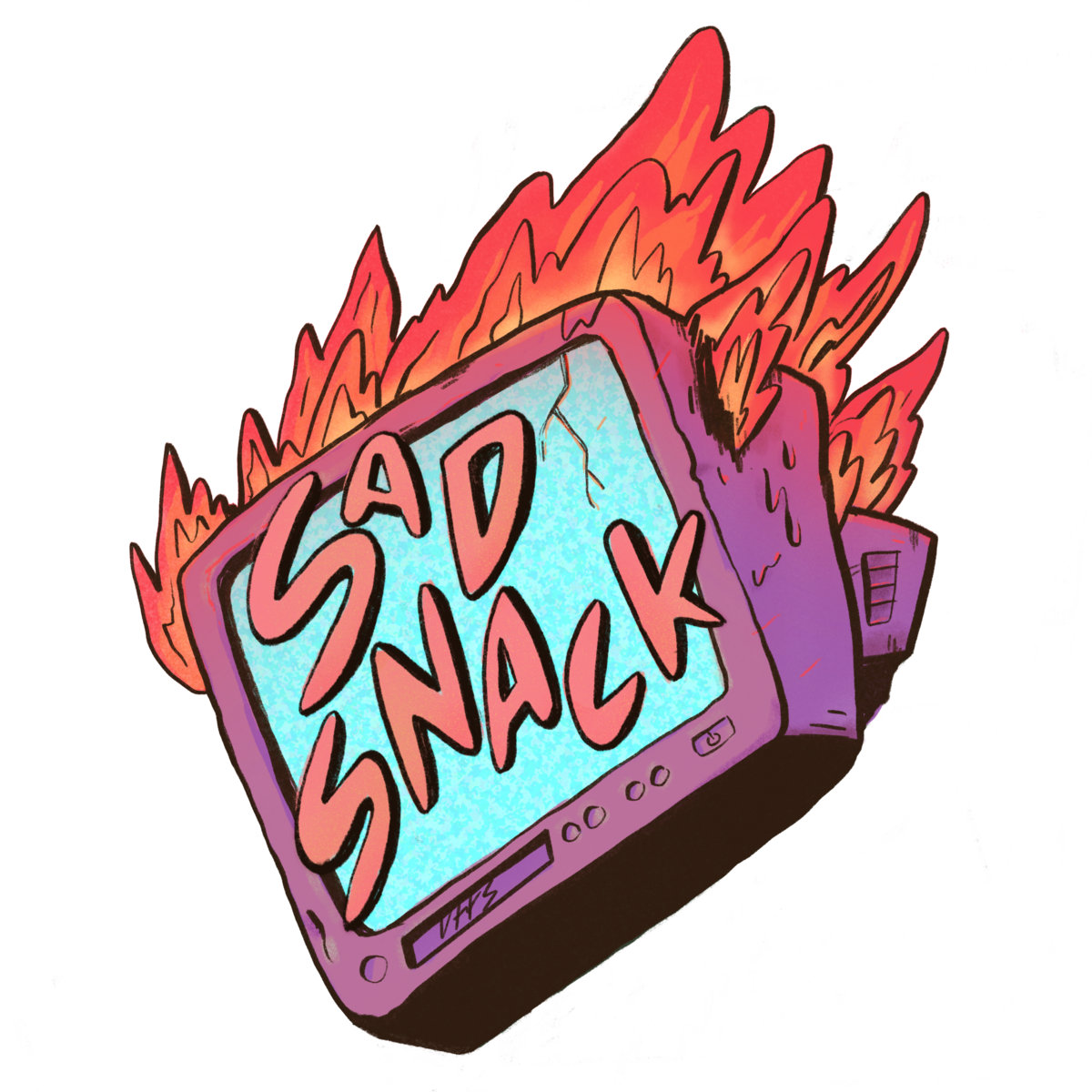 Burning TV Logo Sticker | Sad Snack