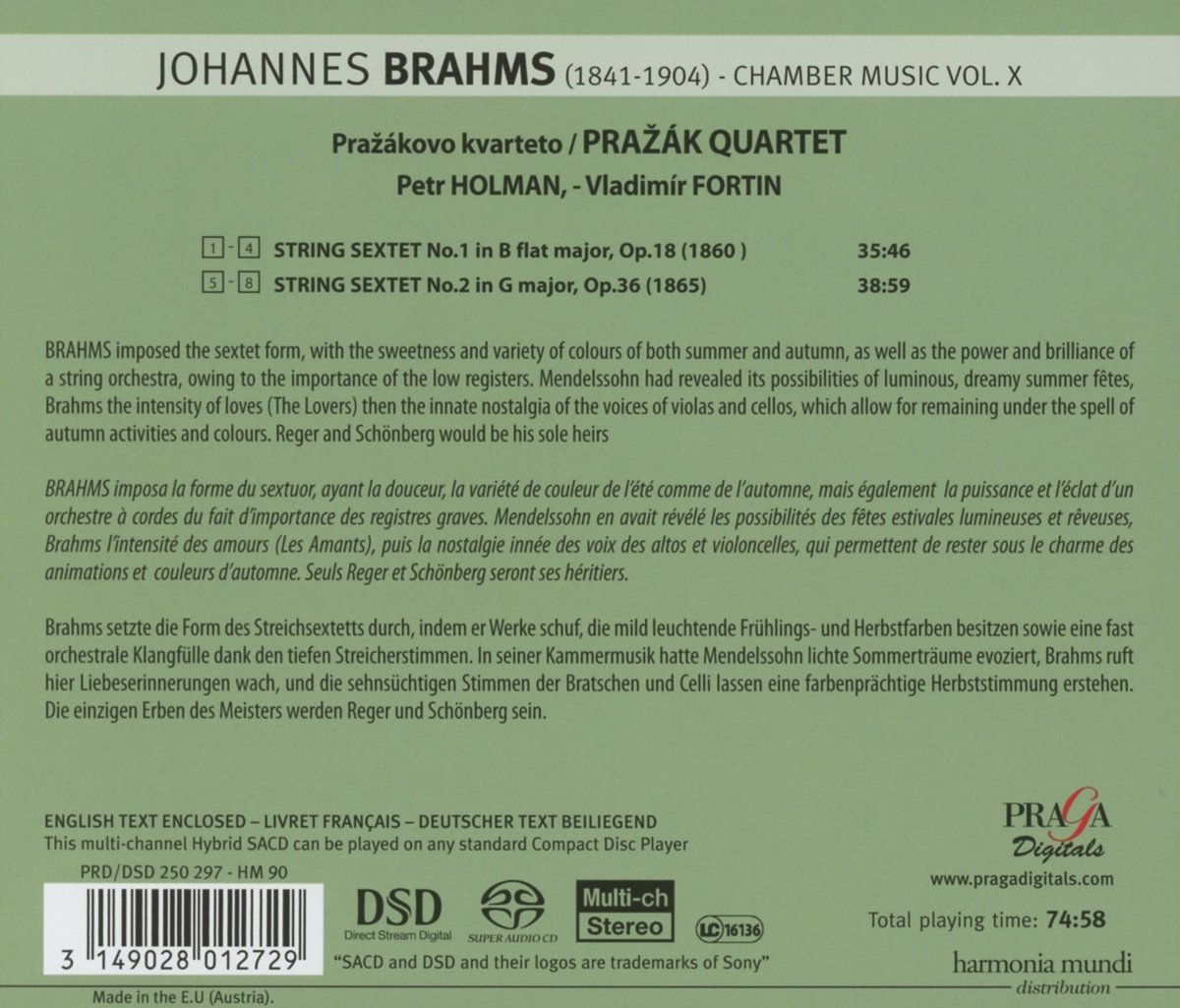 Johannes Brahms: String Sextets Nos. 1 & 2 | Pražák Quartet, Petr ...