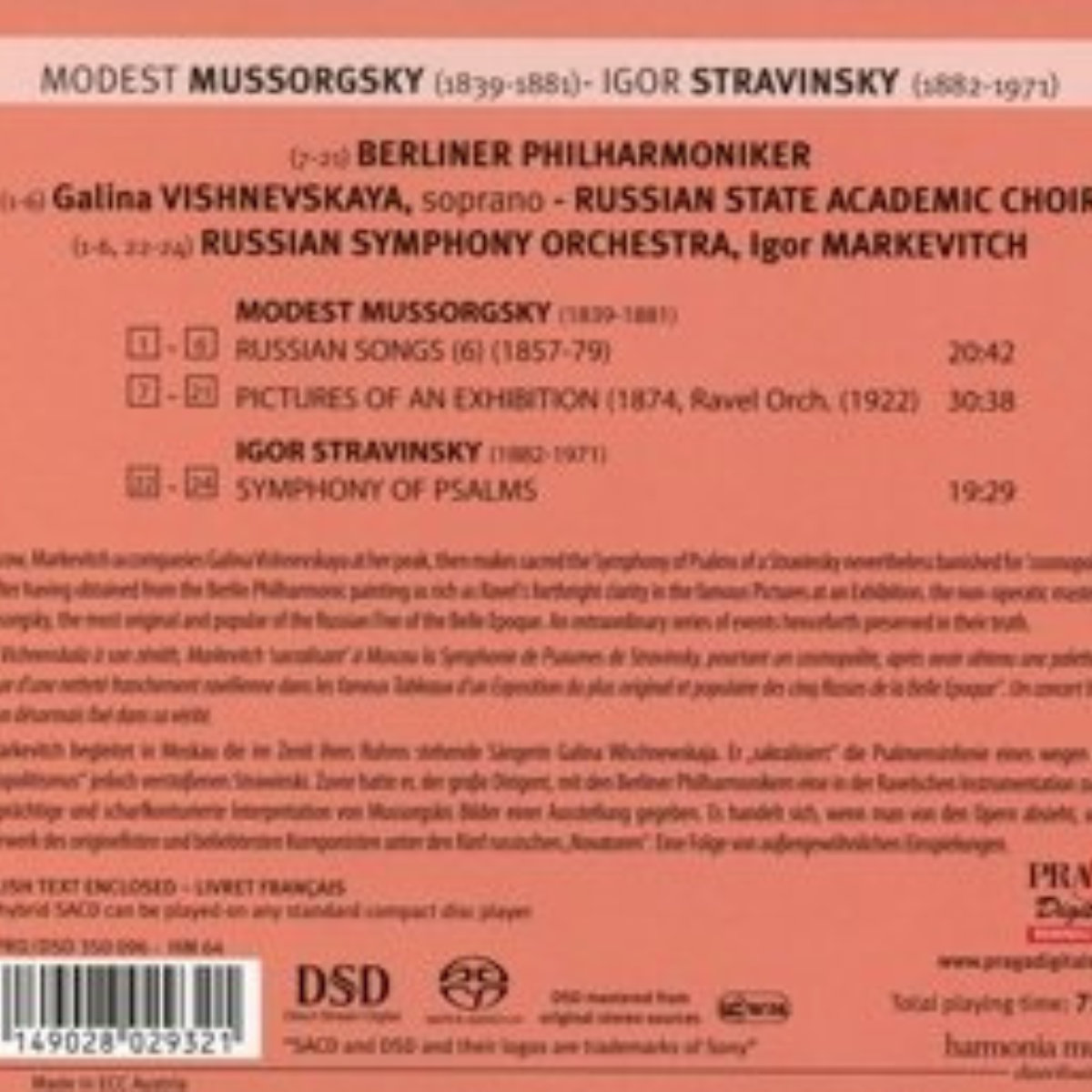 Modest Mussorgsky: Russian Songs, Pictures at an Exhibition / Igor ...
