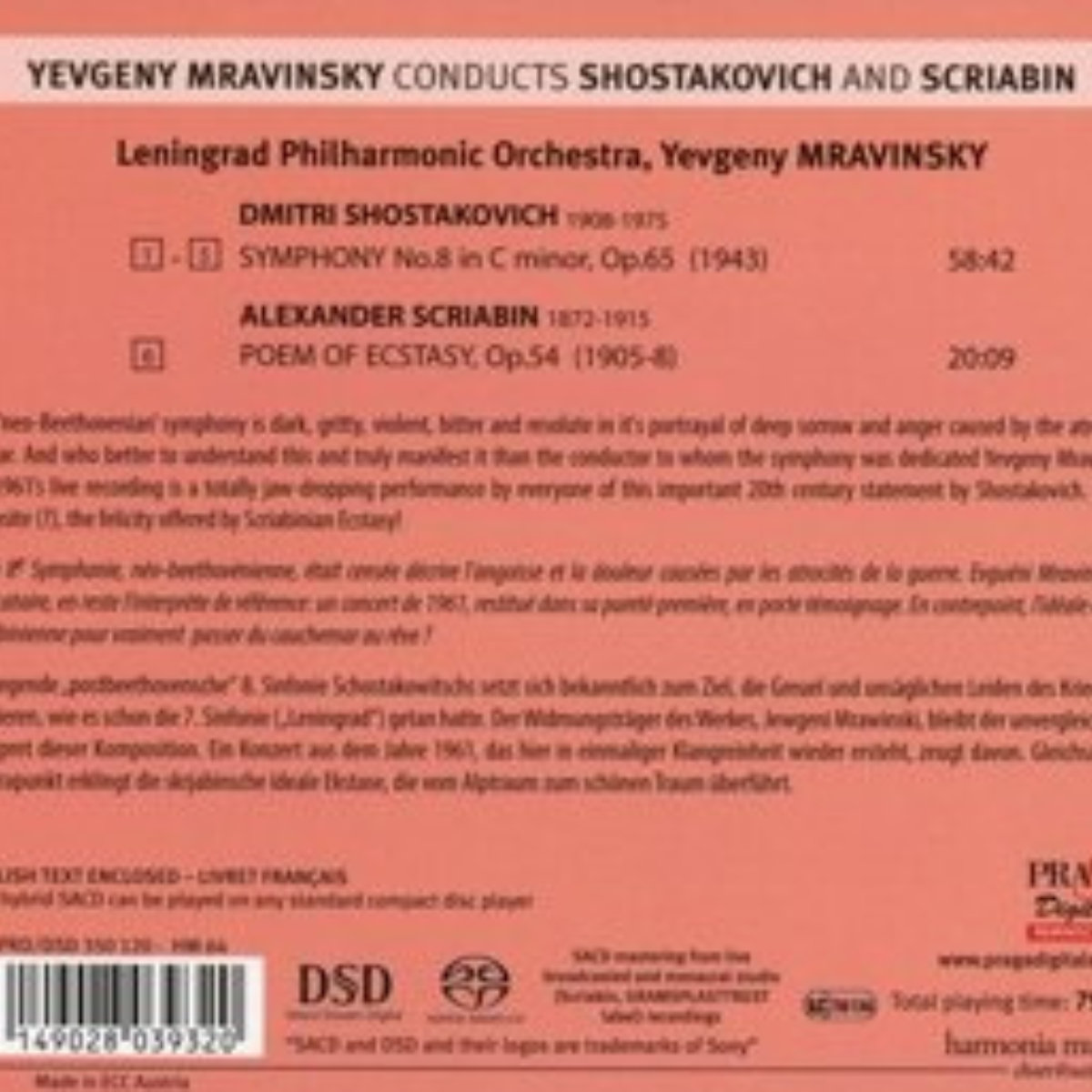 Dmitri Shostakovich: Symphony No. 8 / Alexander Scriabin: Le Poème de l’extase | Yevgeny ...