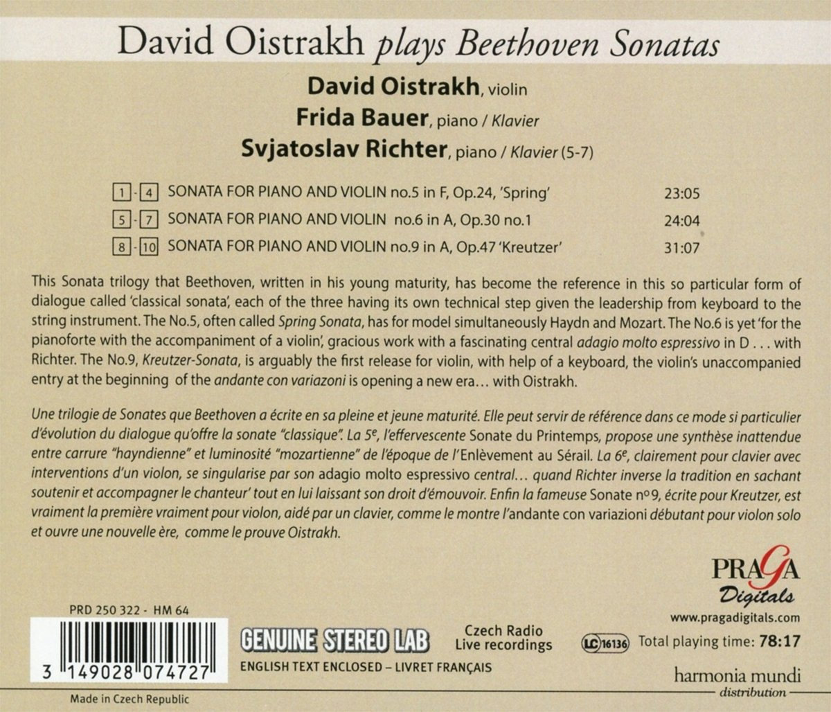 Ludwig van Beethoven: Violin Sonatas No. 5 "Spring", No. 6 & No. 9 "Kreutzer" | David Oistrakh ...