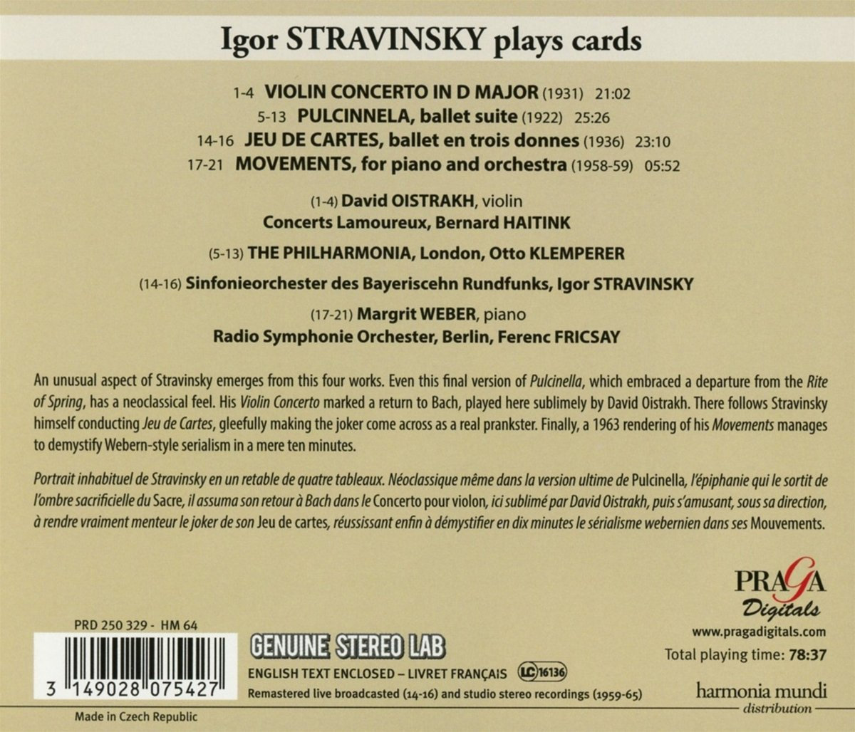 Igor Stravinsky: Violin Concerto, Pulcinella Suite, Jeu de Cartes ...