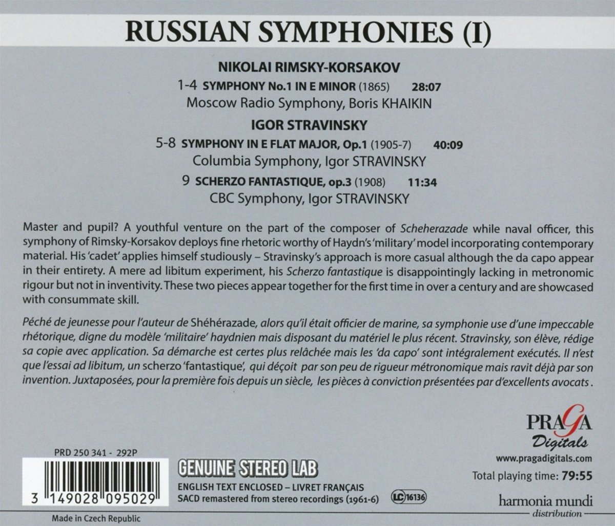 Nikolay Rimsky-Korsakov: Symphony No. 1 / Igor Stravinsky: Symphony Op. 1 | Boris Khaikin, Igor ...