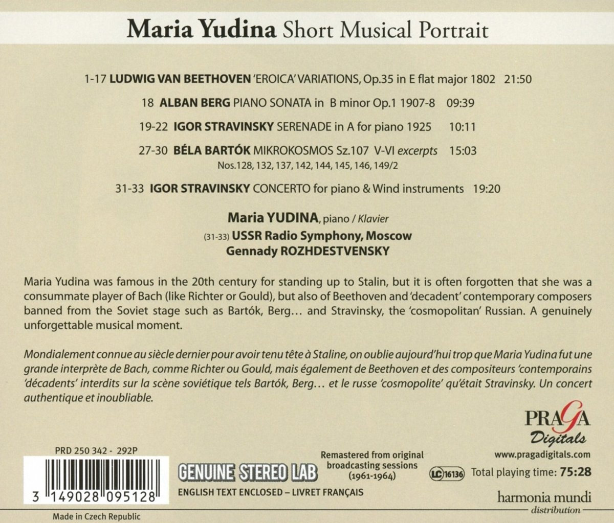 Maria Yudina: Beethoven, Berg, Bartók, Stravinsky | Maria Yudina ...