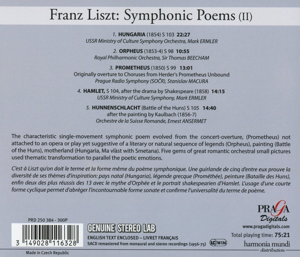 Franz Liszt: Symphonic Poems (Hungaria, Orpheus, Prometheus, Hamlet ...