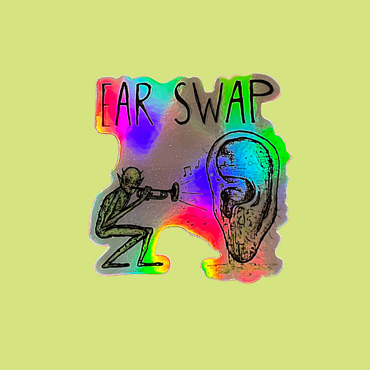 Ear Swap Goblin Logo Holographic Sticker | Ear Swap