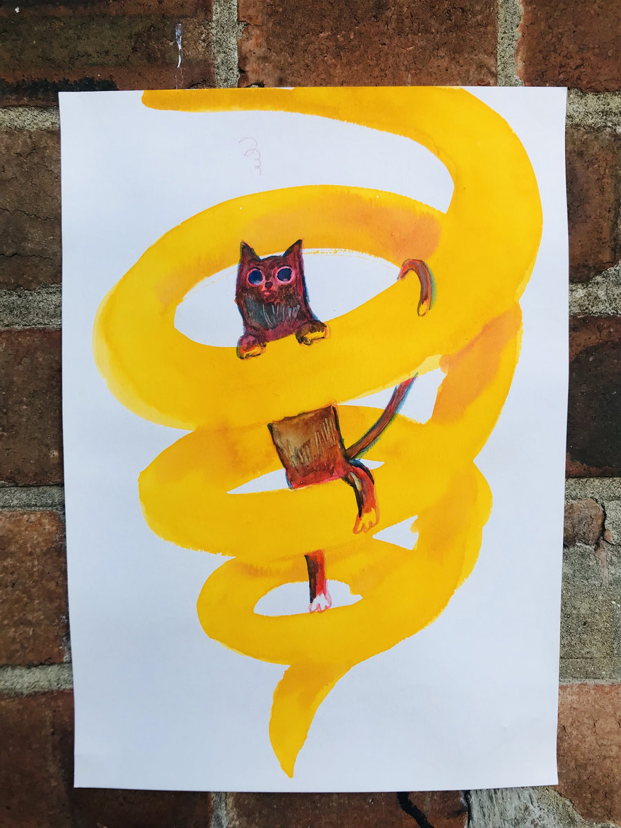 Original Painting 'Cat in a vortex' | Yama Warashi
