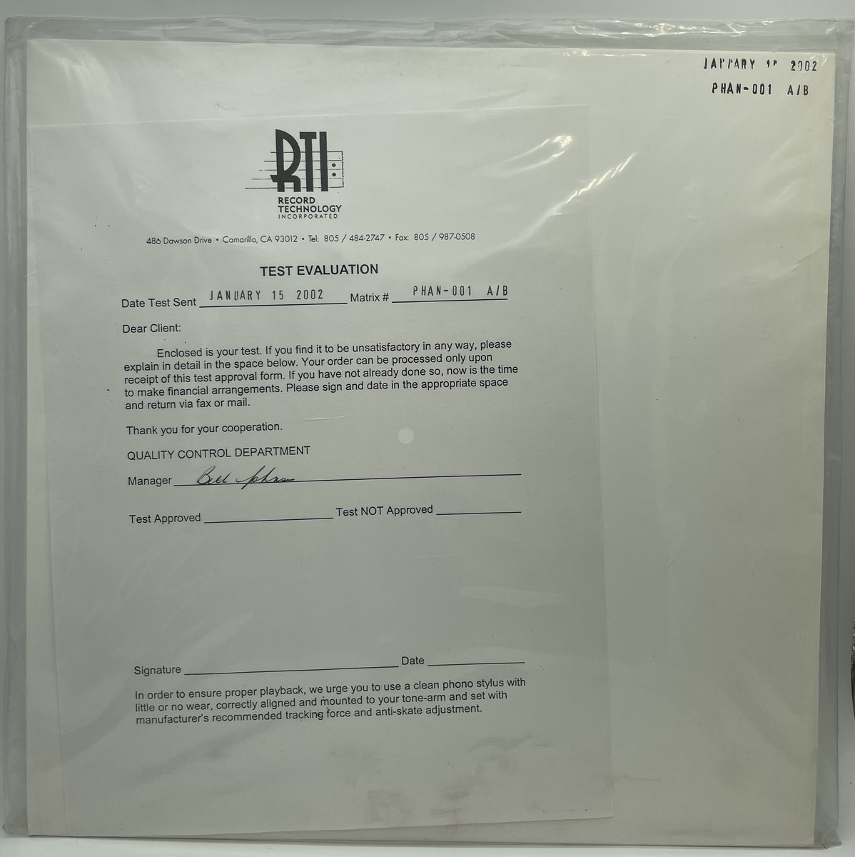 PHANTAZMAGOREA Side A/B TEST PRESS SEALED | D-STYLES