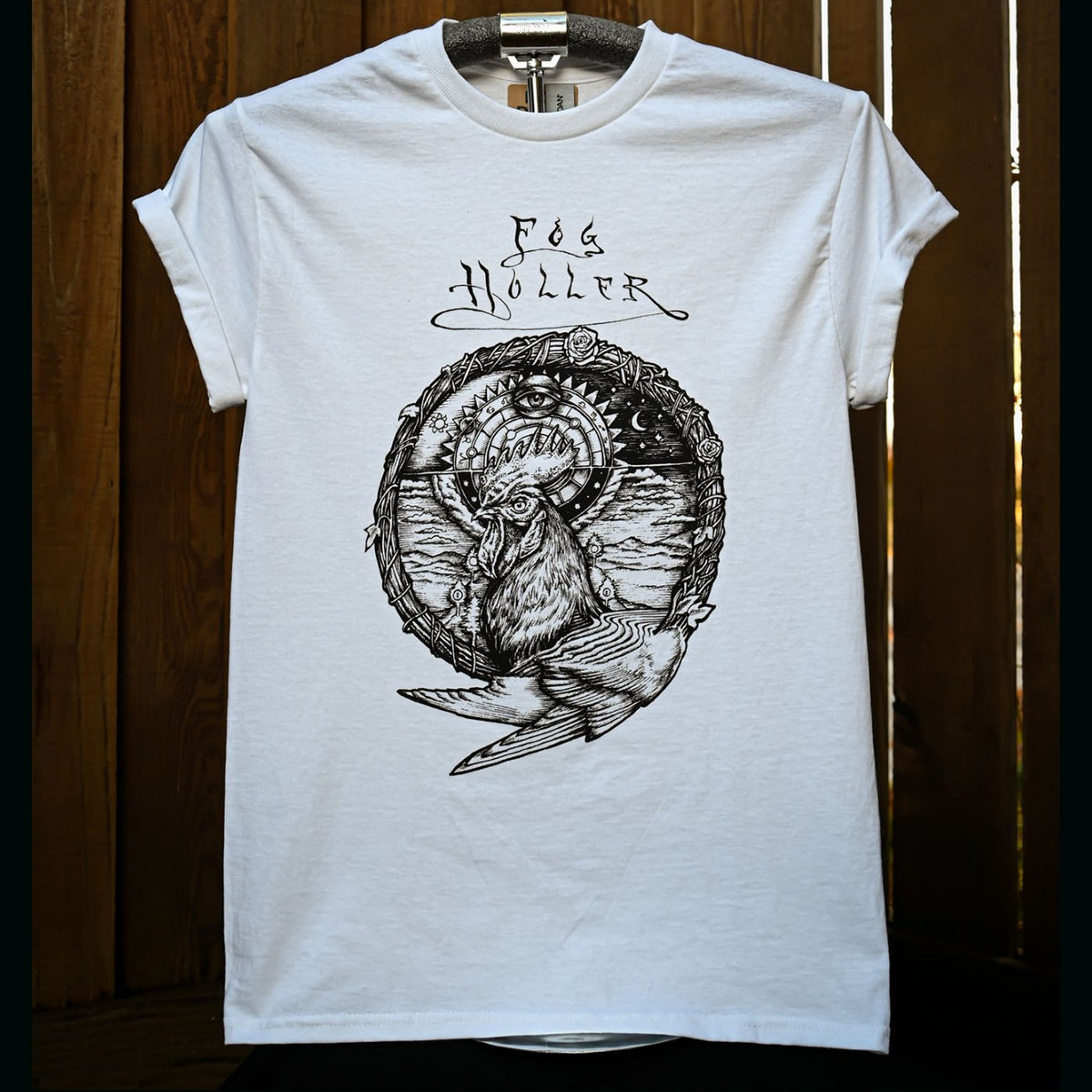Fog Holler Eldritch Chicken T-Shirt - black ink on white | Fog Holler
