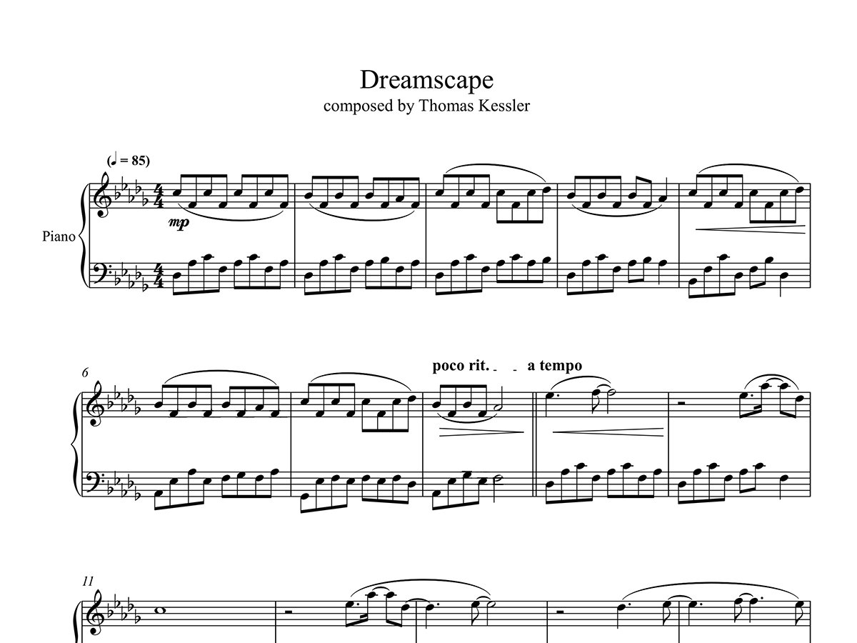 'Dreamscape' [from the album FRAGILE] Score Sheet | Thomas Kessler