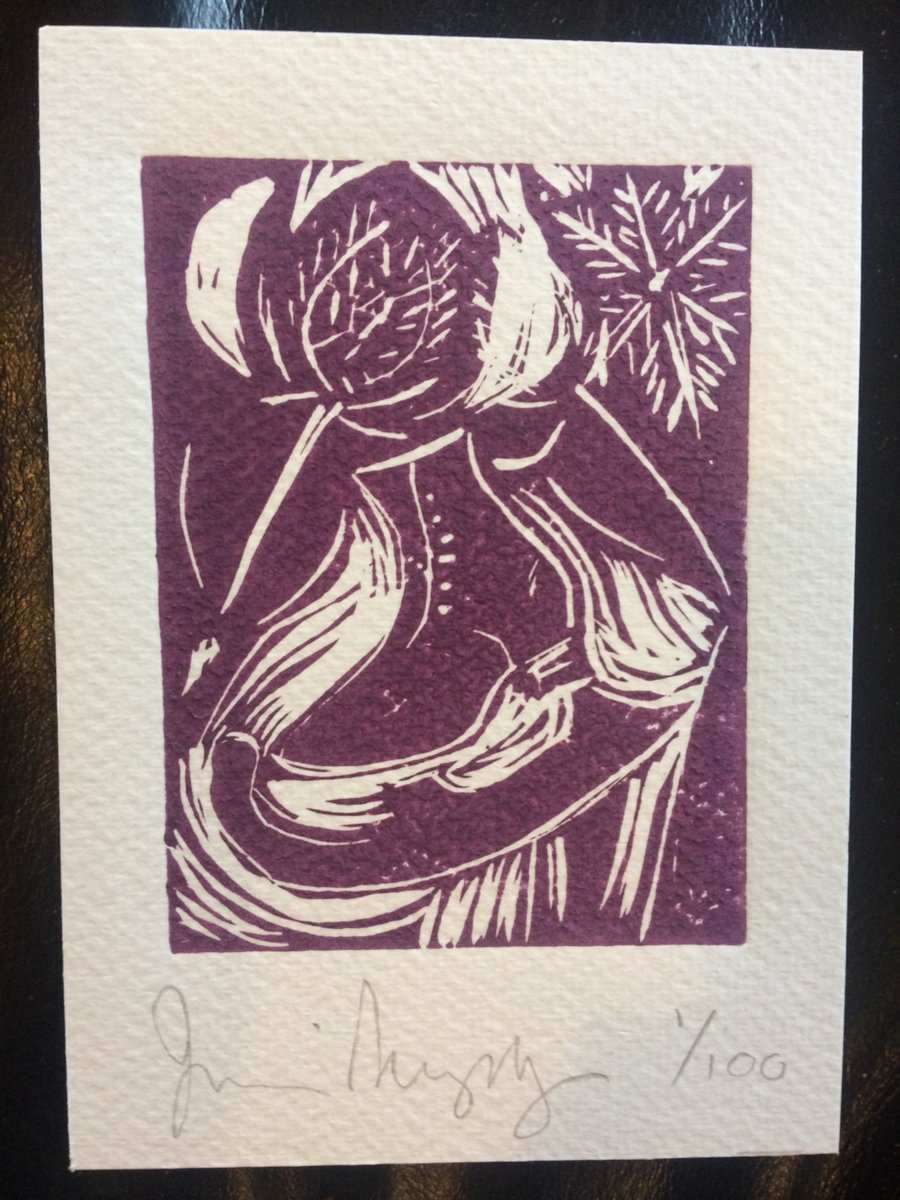 Limited edition lino print with download code for new EP 'Nine Out Of ...