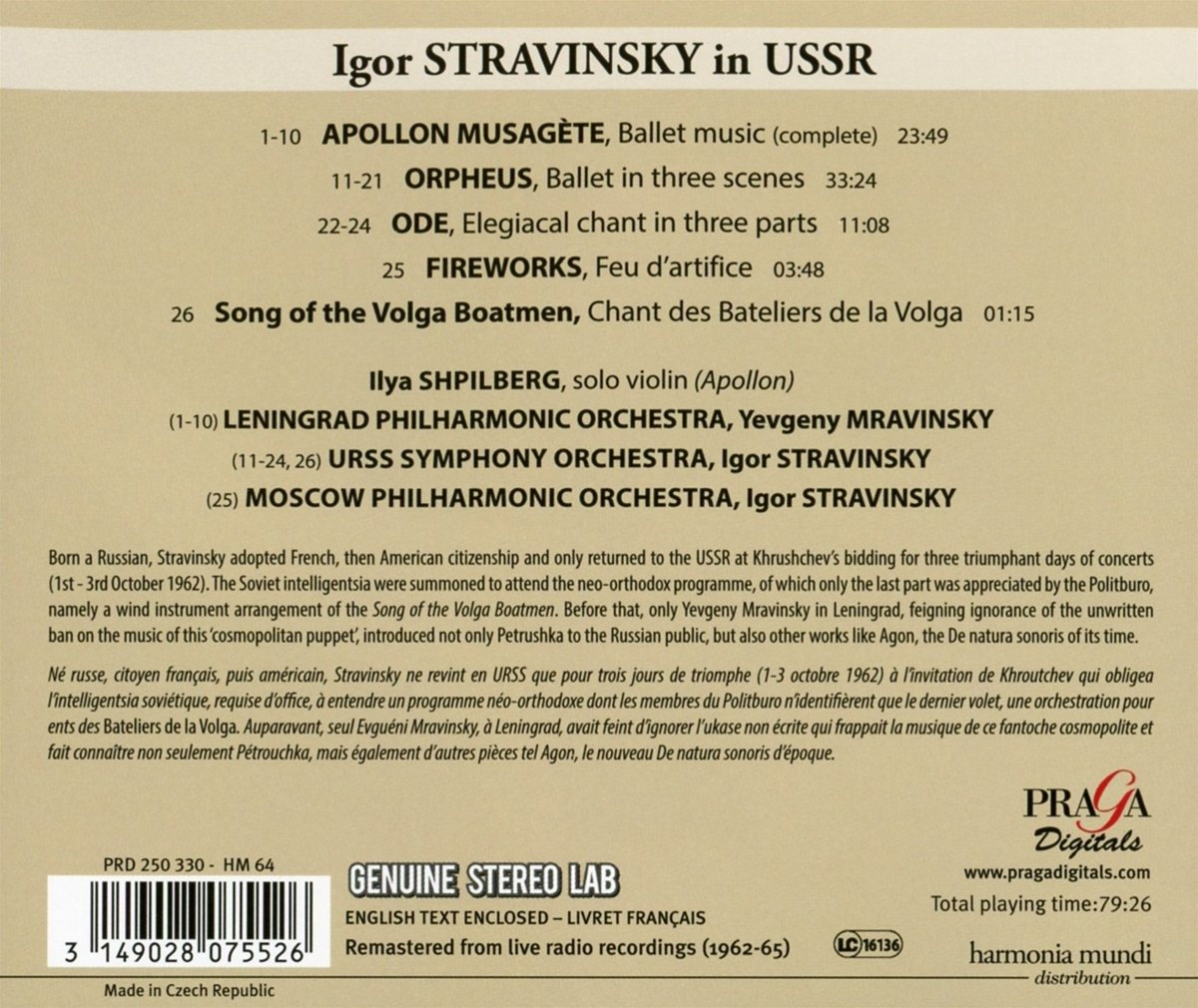 Igor Stravinky: Apollon musagète, Orpheus, Ode, Fireworks, Song of the Volga Boatmen | Igor ...