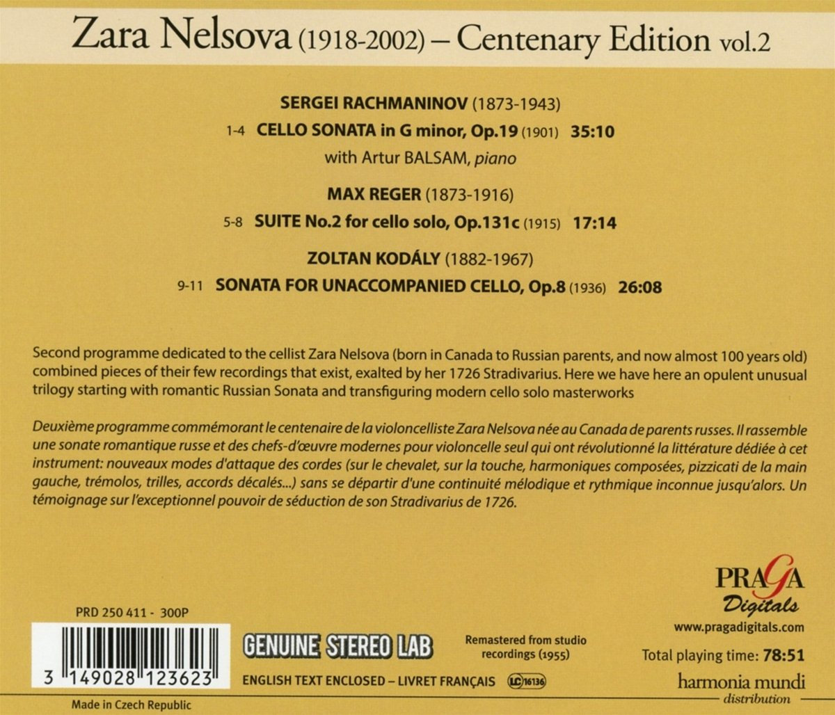 Sergei Rachmaninov: Cello Sonata / Max Reger: Suite No. 2 for Cello ...