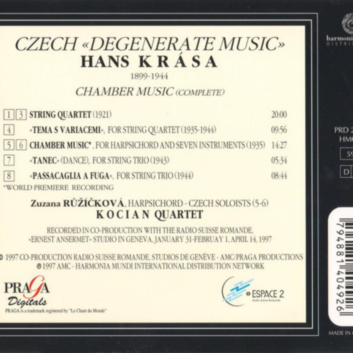 Hans Krása: Complete Chamber Music | Kocian Quartet, Zuzana Růžičková ...