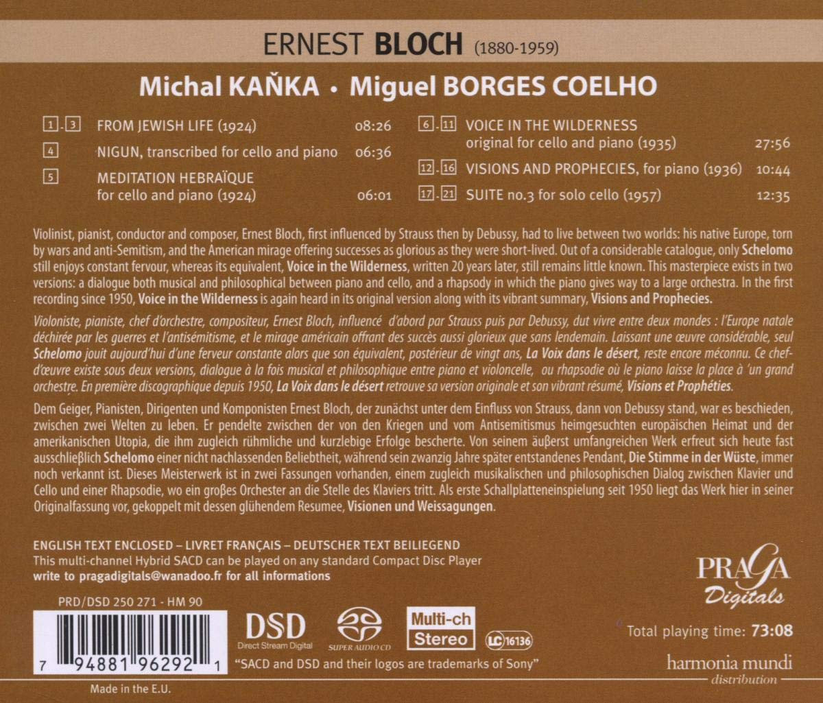 Ernest Bloch: From Jewish Life [Cello Works] | Michal Kaňka, Miguel ...