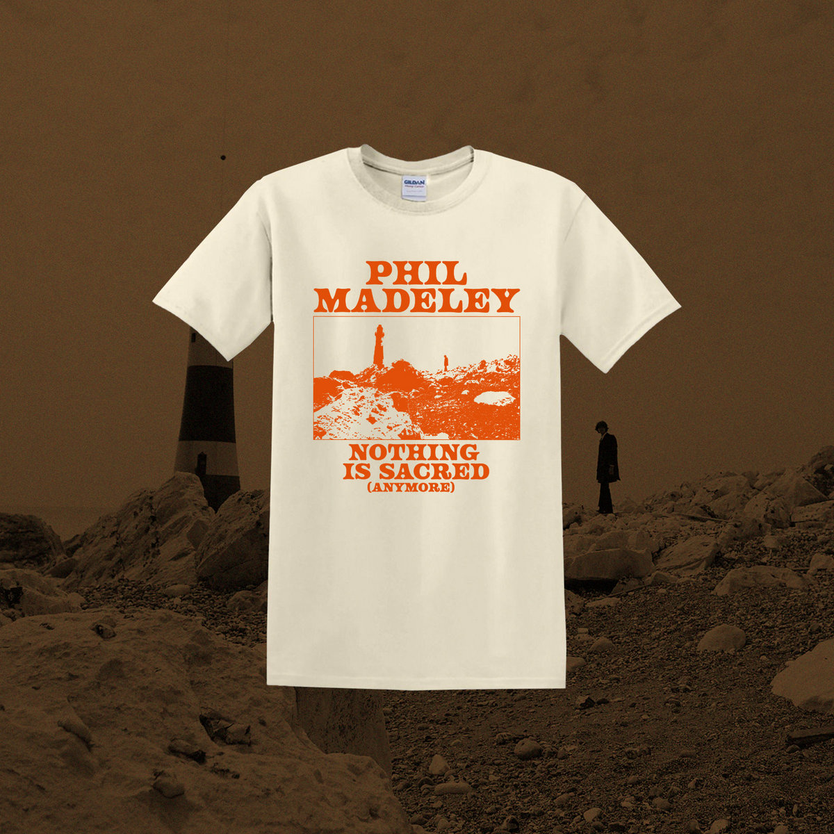 'Nothing Is Sacred (Anymore)' T-shirt Cream/Orange | Phil Madeley