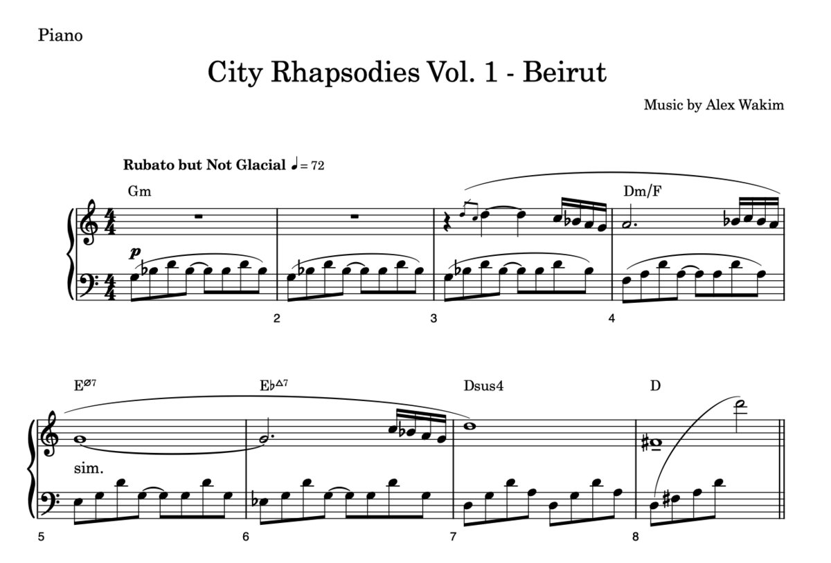 Beirut - PDF Sheet Music | Alex Wakim