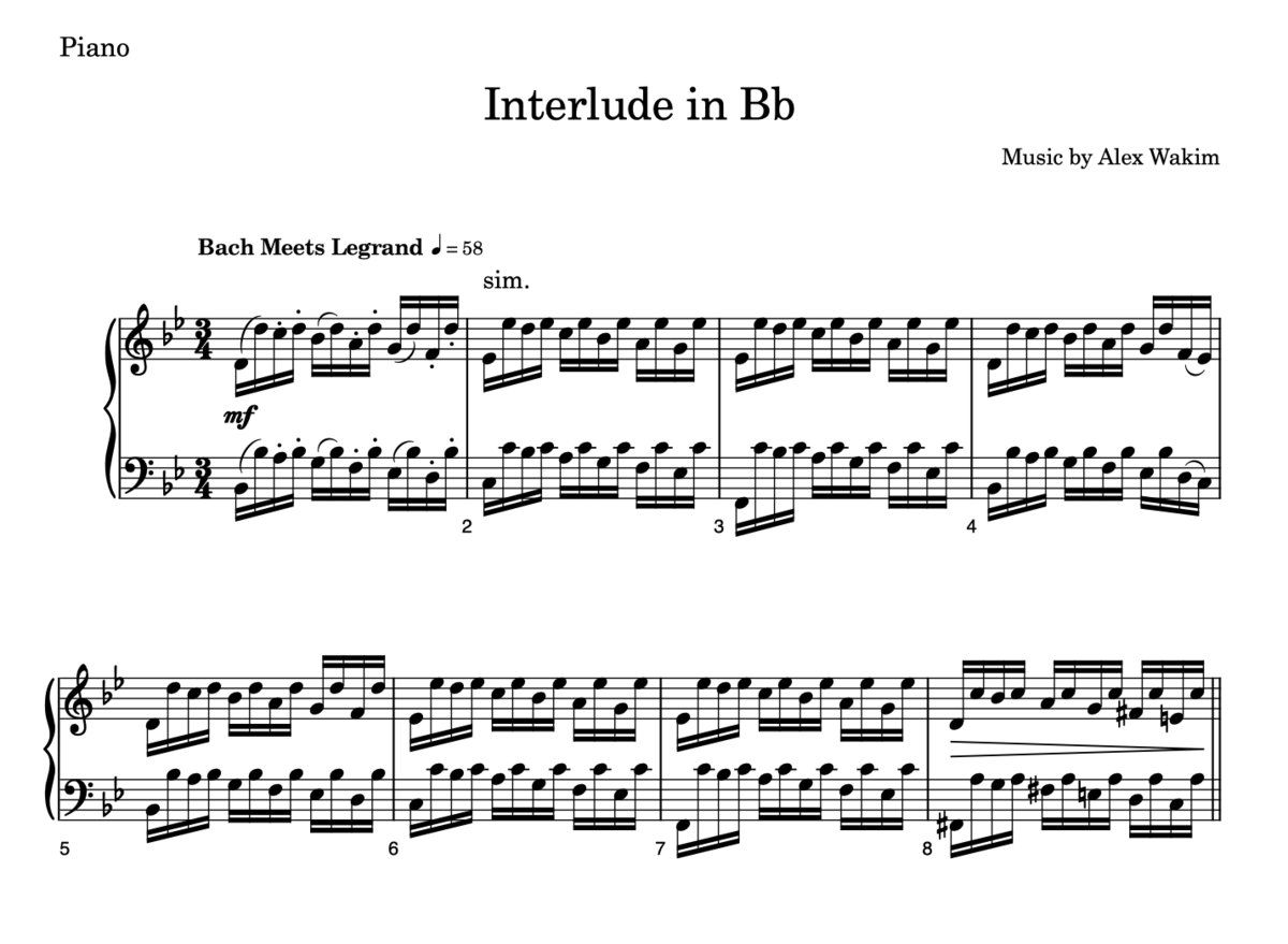 Interlude in B-Flat - PDF Sheet Music | Alex Wakim