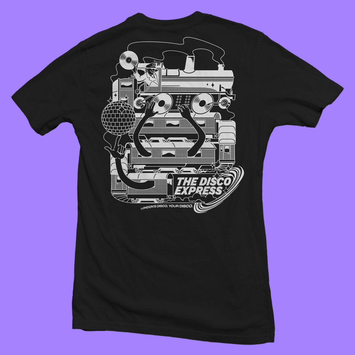 Limited Edition - White Train on Black Label Tee | The Disco Express