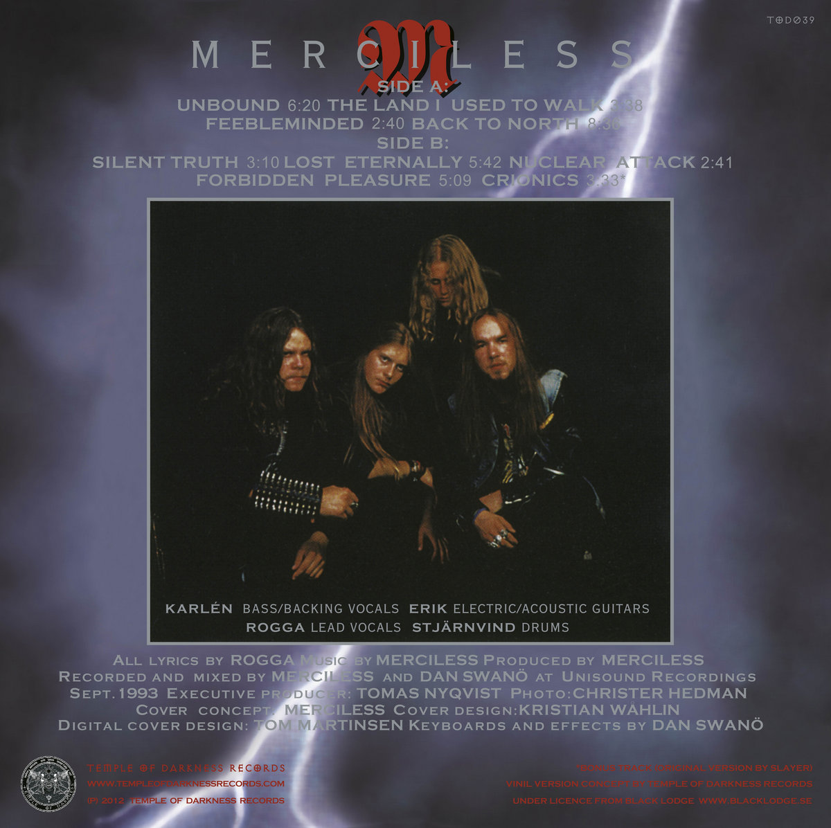 MERCILESS “Unbound” [TOD039] | Merciless | TEMPLE OF DARKNESS RECORDS