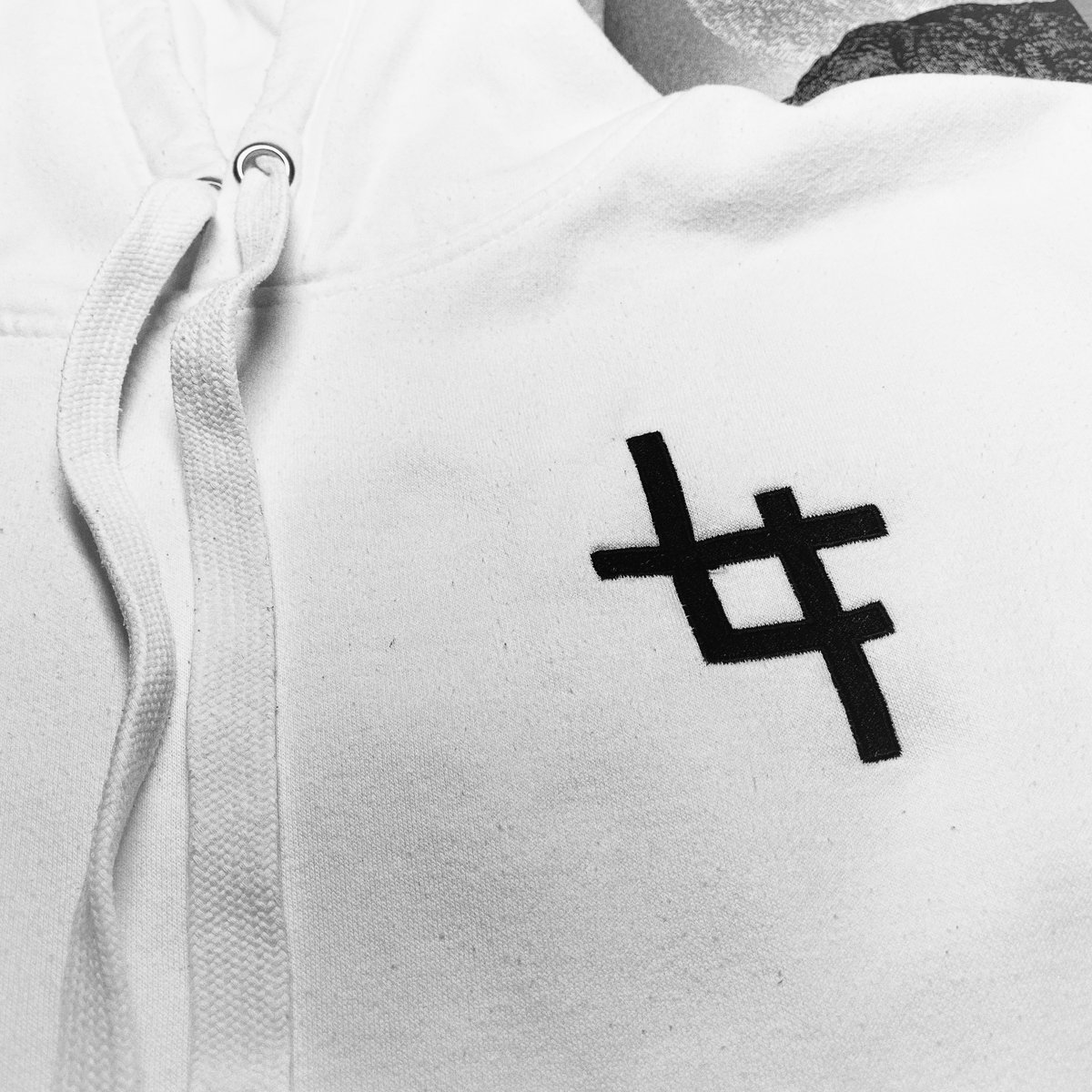 White Embroidered Hoodie + "Liminal Rain" digital download | Subseconds