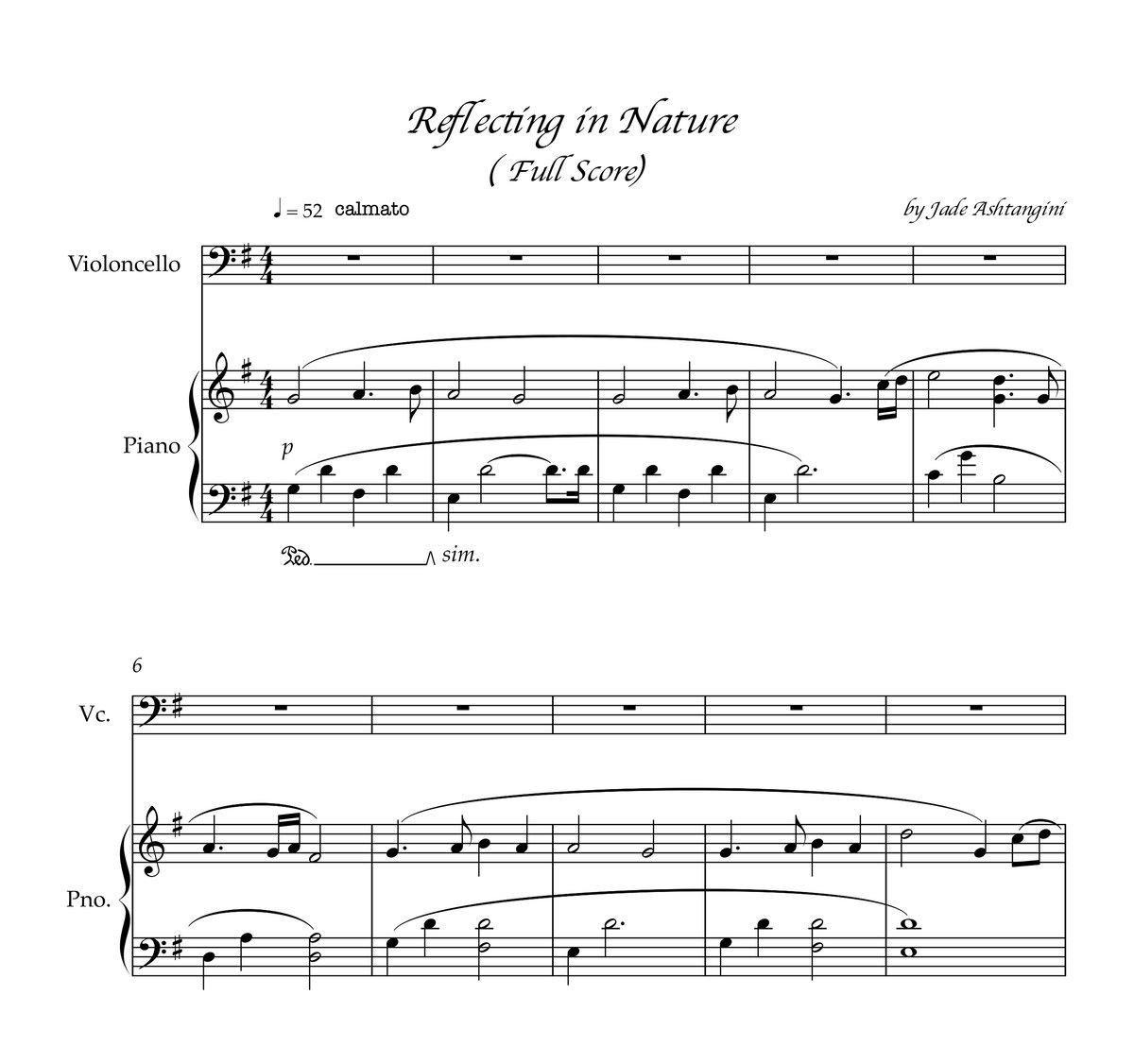 Sheet music - Digital (PDF) - Reflecting in Nature | Jade Ashtangini