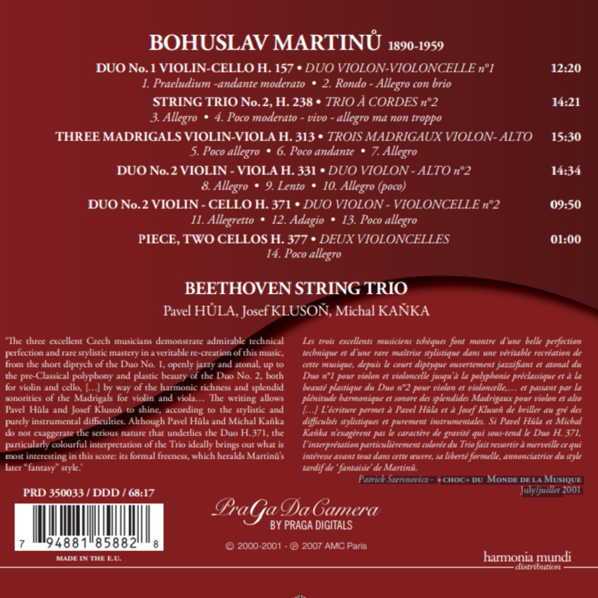Bohuslav Martinů: Complete Duos and Trios for Strings | Beethoven ...