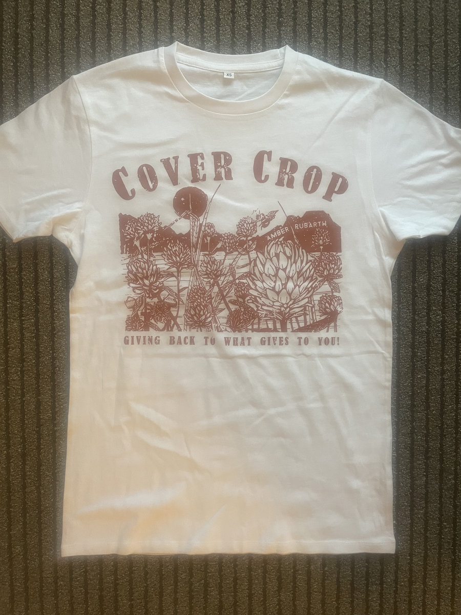 'Cover Crop' white t-shirt - 100% recycled cotton, hand-drawn, hand ...