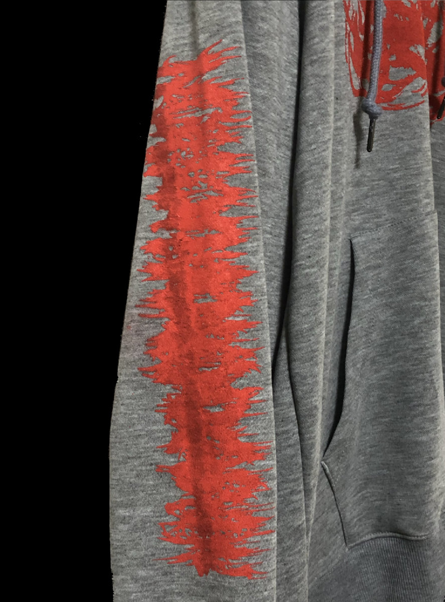 瘧鬼(Gyakuki) Talisman Hoodie (Grey Red)-enhanced- + JAPANESE SLAM SCRAM ...