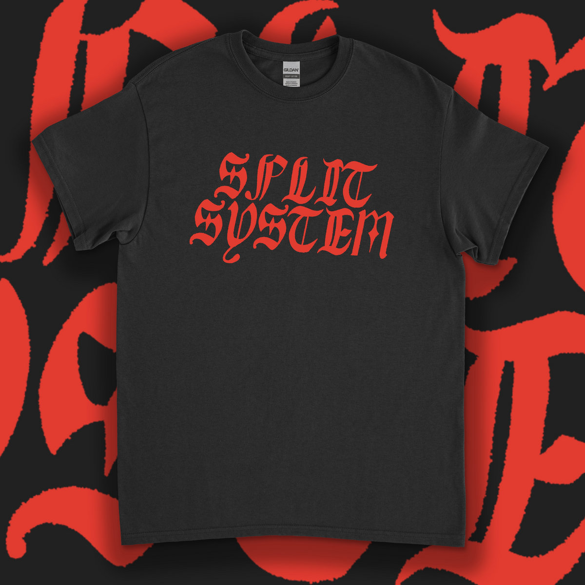split system - logo tee - red on black | split system