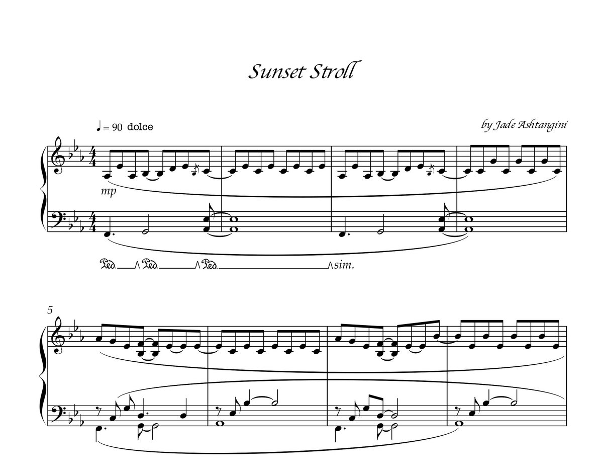 Sheet music - Digital (PDF) - Sunset Stroll | Jade Ashtangini