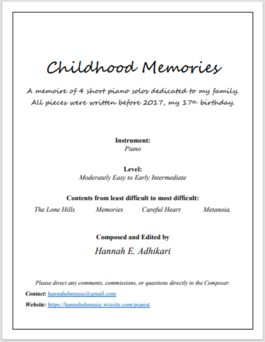 Childhood Memories Album | Digital Sheet Music | Hannah E. Adhikari