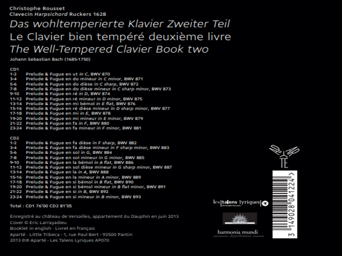 Johann Sebastian Bach : The Well-Tempered Clavier, Book 2 | Christophe ...