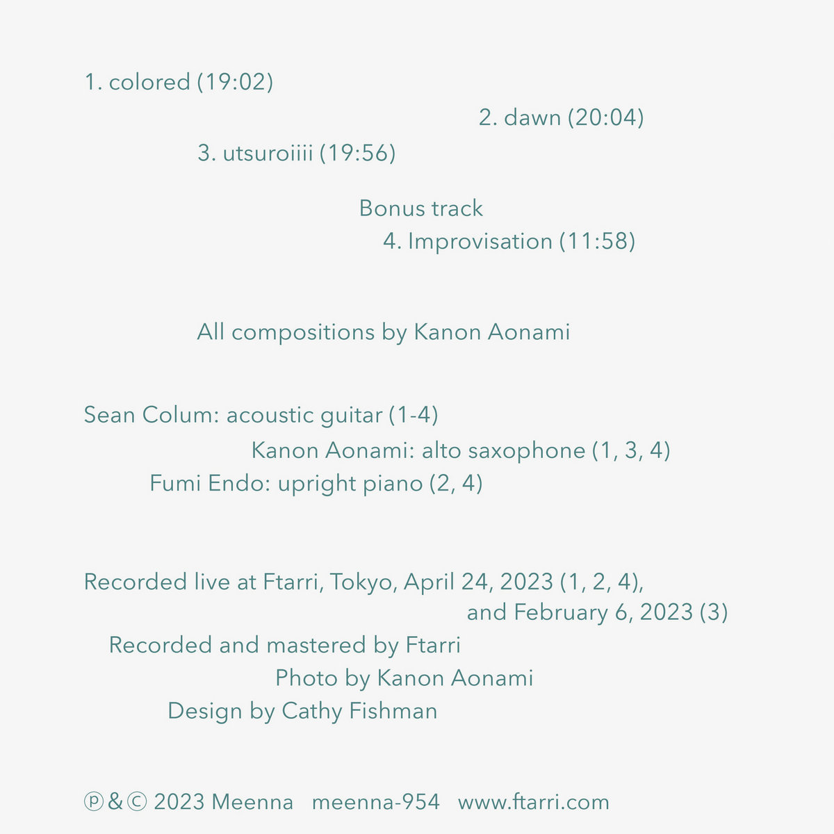 Kanon Aonami Composed Works: Performed by Sean Colum, Kanon Aonami and ...