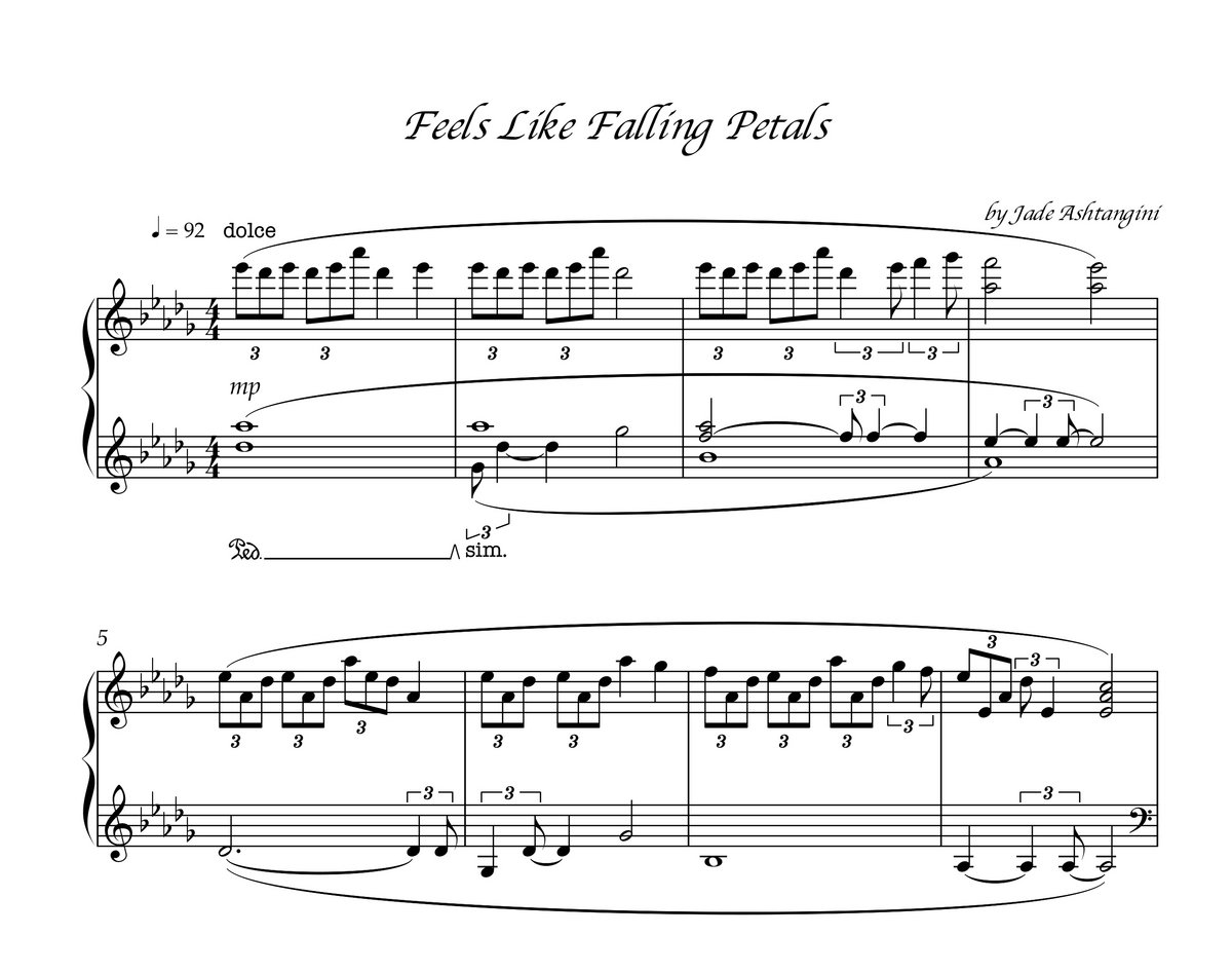 Sheet Music (Digital PDF) - Feels Like Falling Petals | Jade Ashtangini